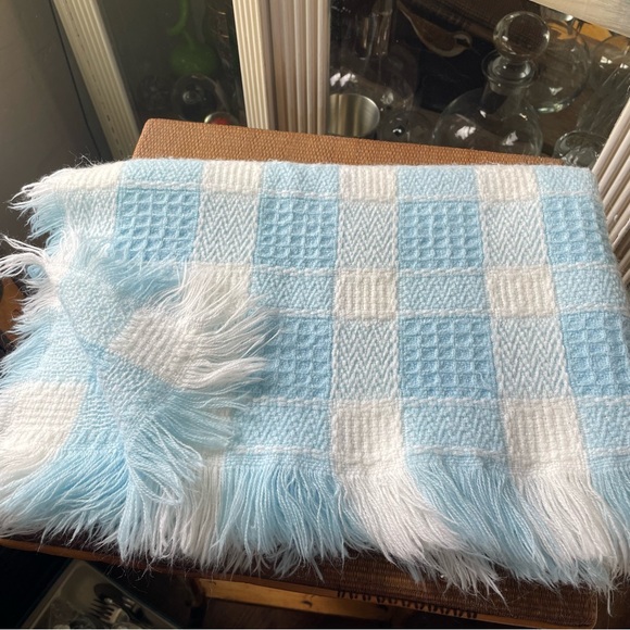 Bedding | Vintage Blue White Checkered Baby Blanket | Poshmark